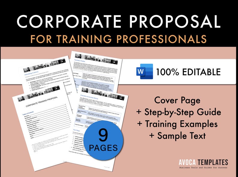 Corporate Training Proposal. 9 Pages. Editable With Microsoft Word or ...