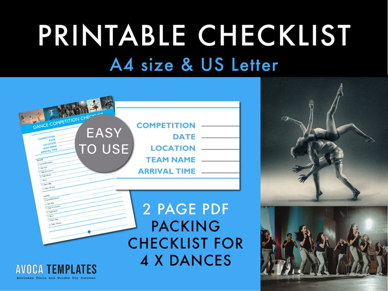 Dance Competition Checklist. Get Professional and Organised for Your ...