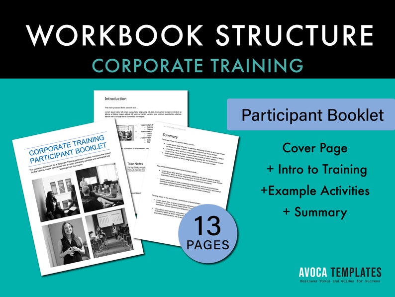 Participant Workbook for Corporate Training Course. Editable. Printable ...