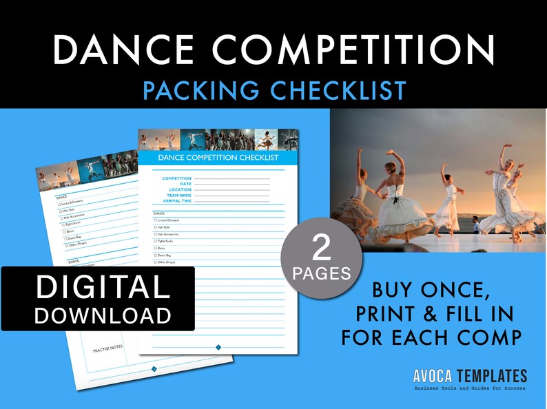 Dance Competition Checklist. Get Professional and Organised for Your ...
