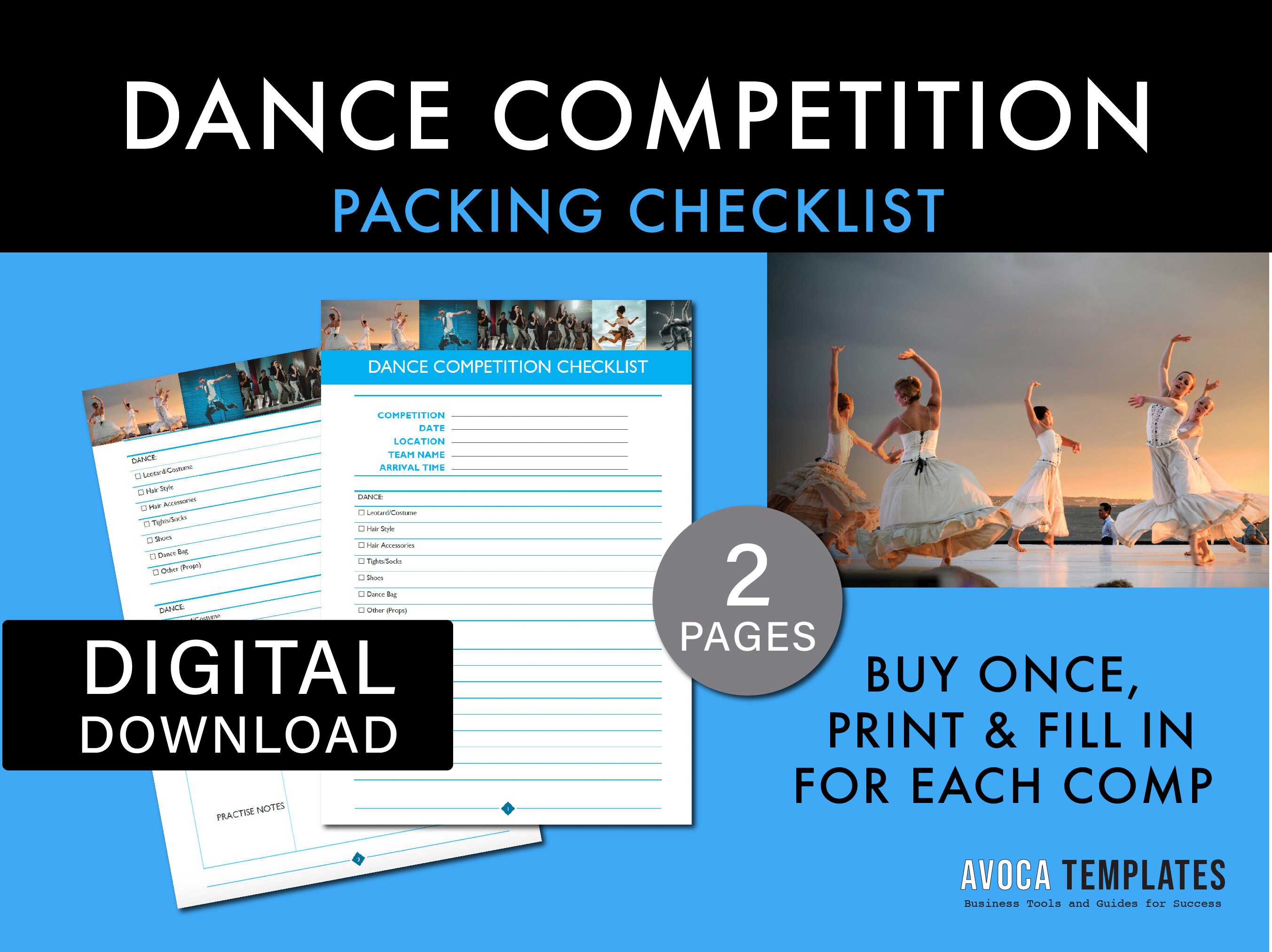 Dance Competition Checklist. Get Professional and Organised for Your ...