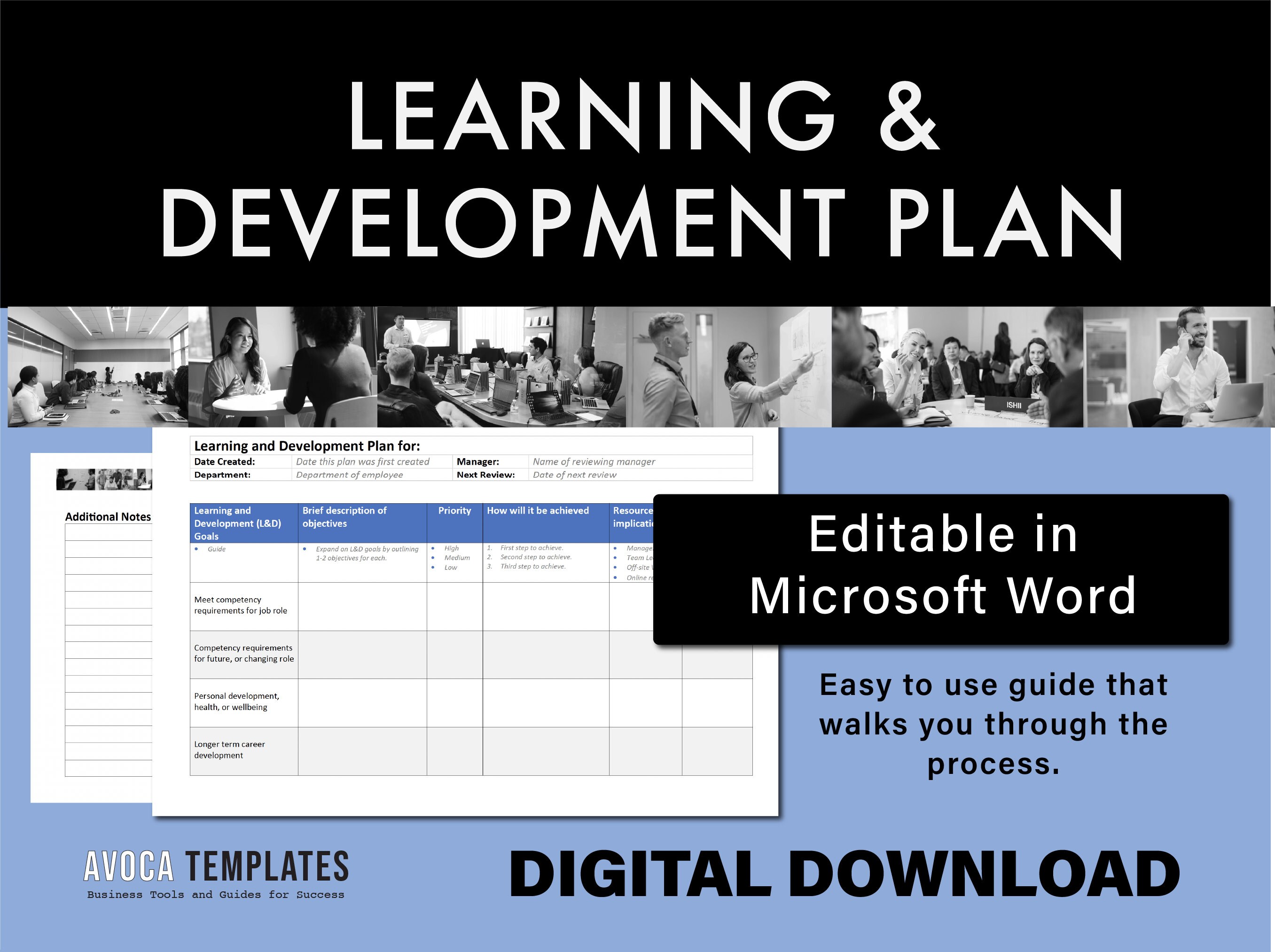Learning and Development Plan and Framework. Editable in Microsoft Word ...
