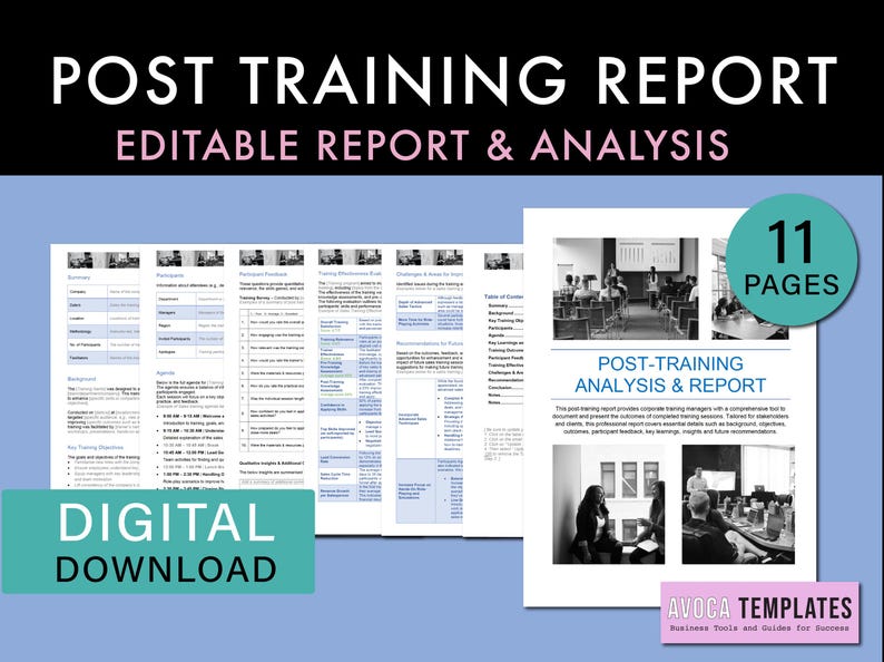 Post Training Report and Analysis. 11 Page Template. Editable With ...