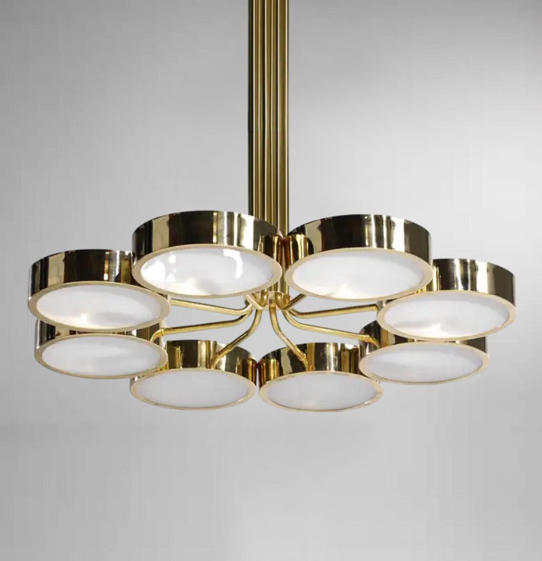 Stilnovo Style Italian Ceiling Lighting of Mid Century Antique Brass ...