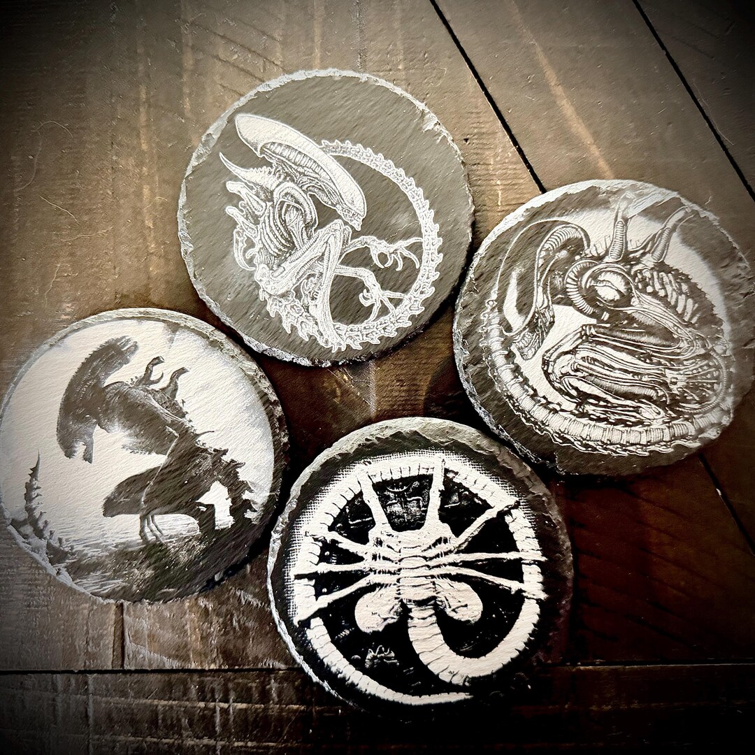 Coaster Set - Alien Xenomorph Engraved on Slate (set of Four) - Etsy