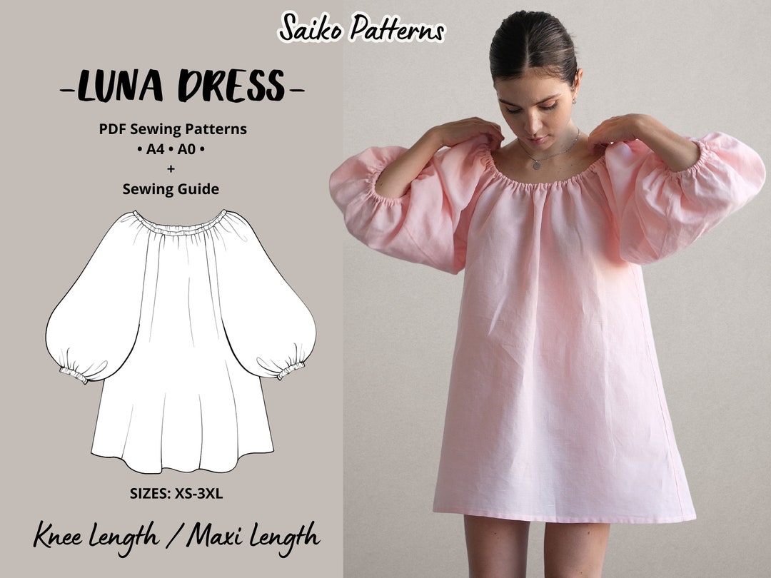 Raglan Dress Pattern, Linen Dress Pattern, Easy Dress Patterns, Maxi ...