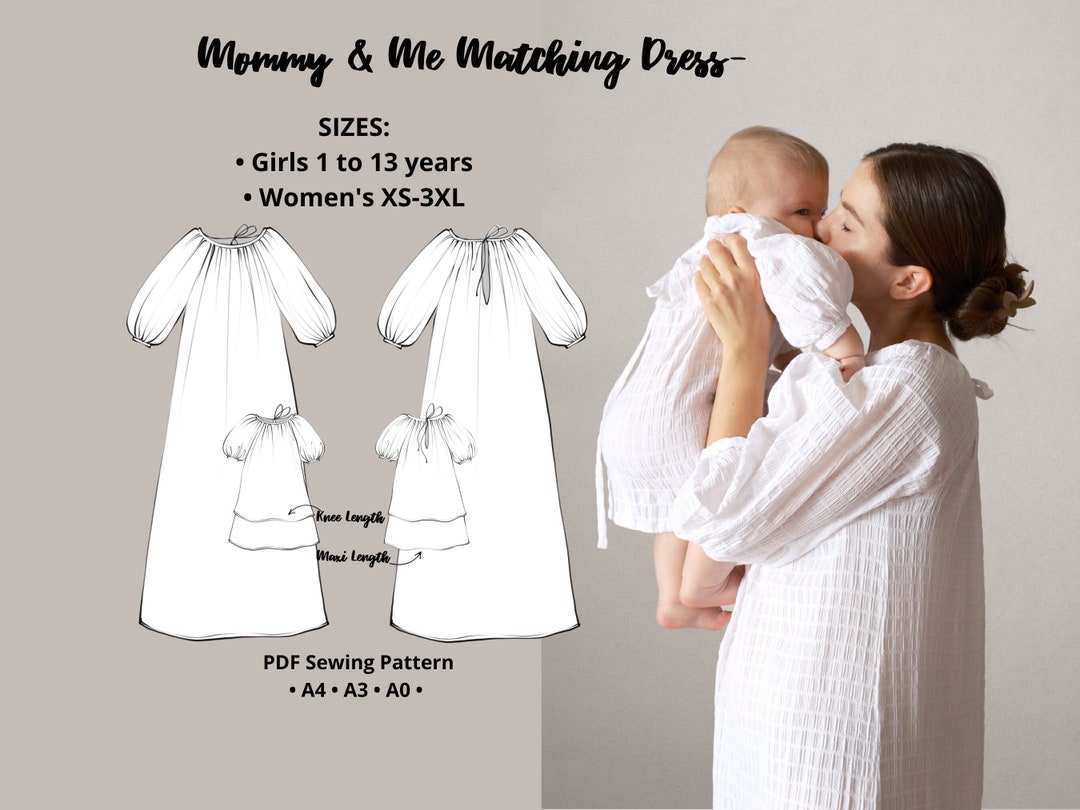 Smock Dress Pattern, PDF Pattern Bundle, Family Look Pattern, Tent ...