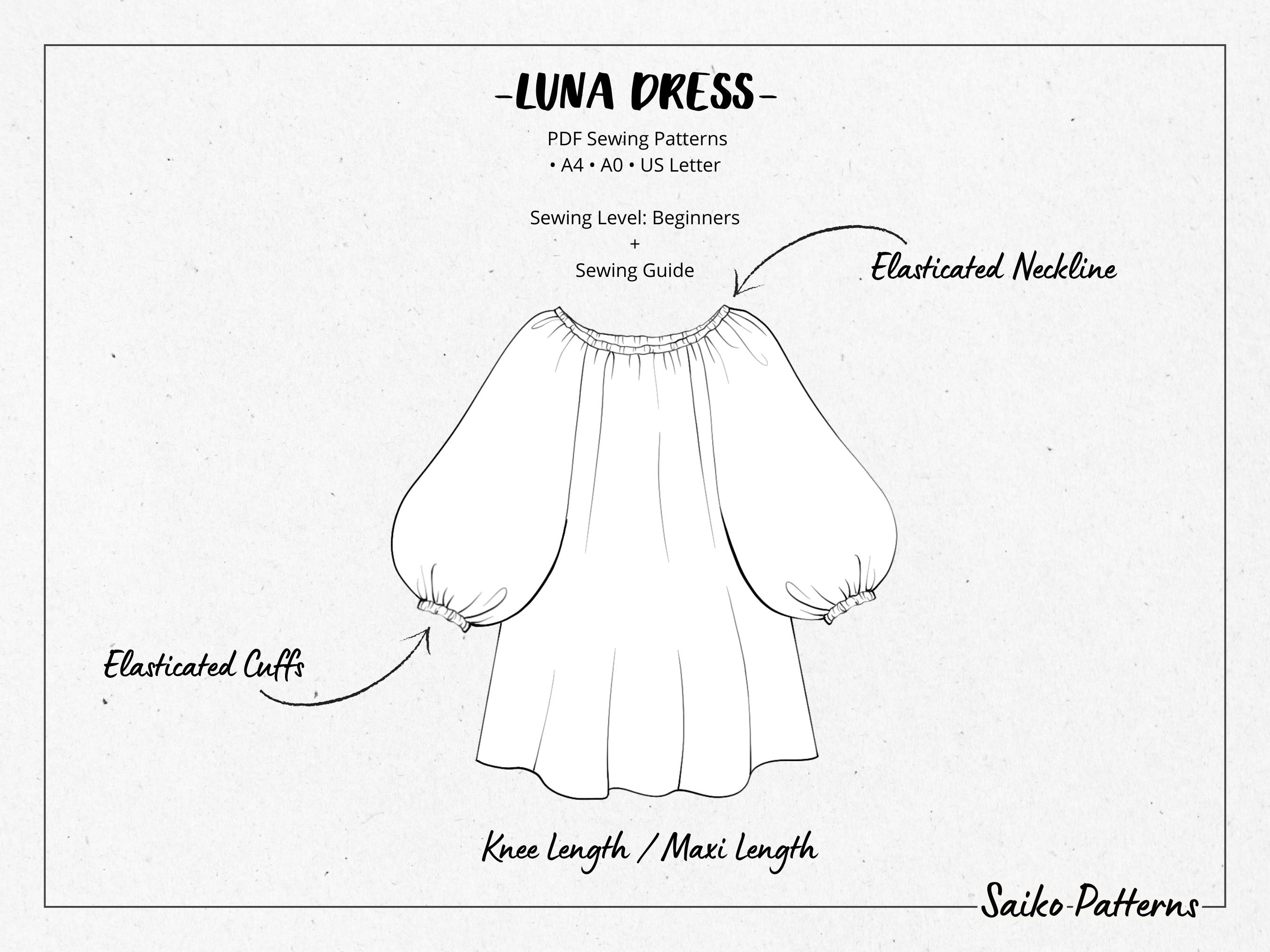 Raglan Smock Style Dress PDF Pattern With Puff Sleeves for All Body ...