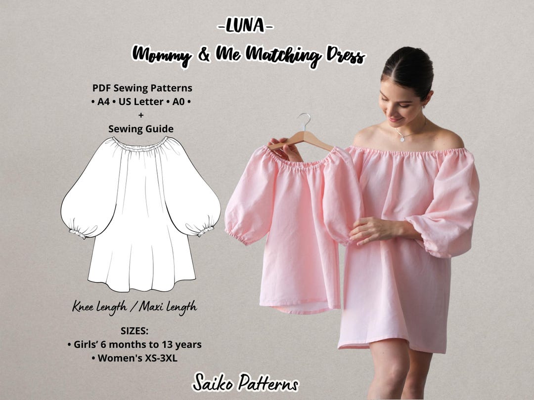 Mom and Me Dress, Linen Dress Pattern, Easy Sewing Dress, Smock Dress ...