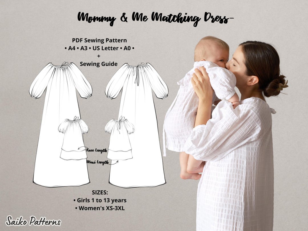 Smock Dress Pattern, PDF Pattern Bundle, Family Look Pattern, Tent ...