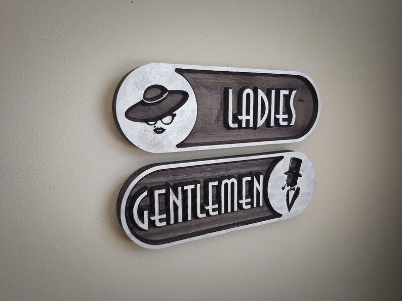Vintage Retro Restroom Sign for Gentlemen Bathroom Retro Style Unique ...