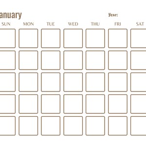 Blank Monthly Calendar - Etsy