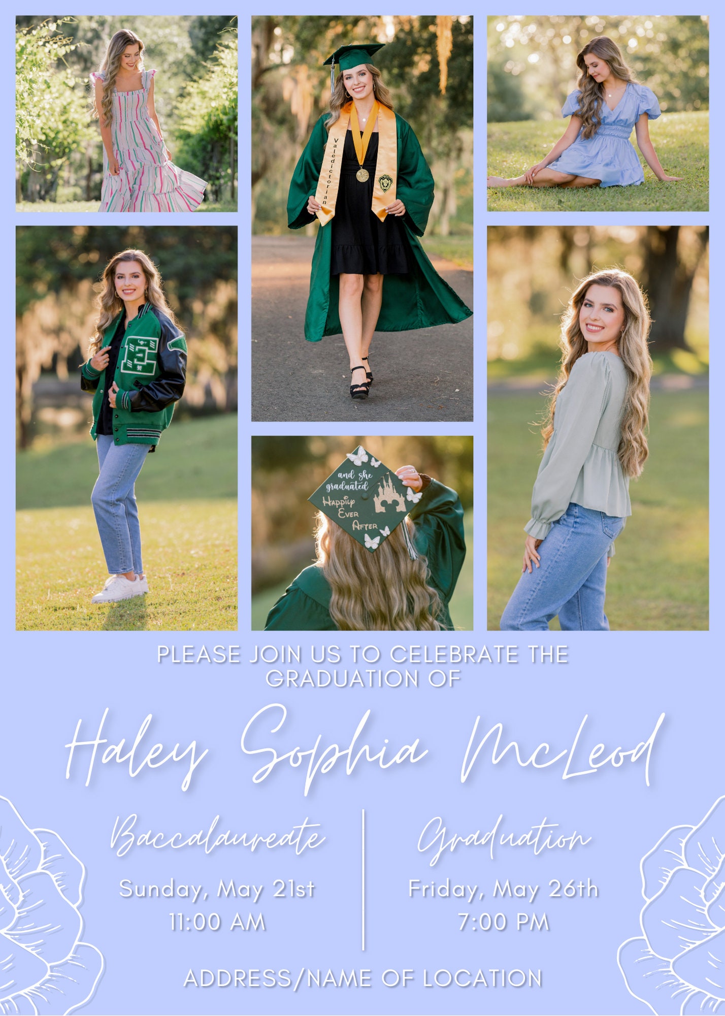 Pastel Blue and White Graduation Invitation - Etsy