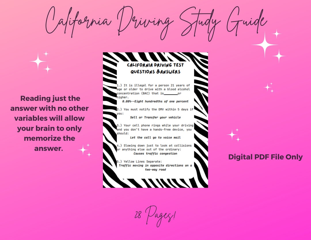 DMV California Class C Study Guide Driver’s License Written Test With ...