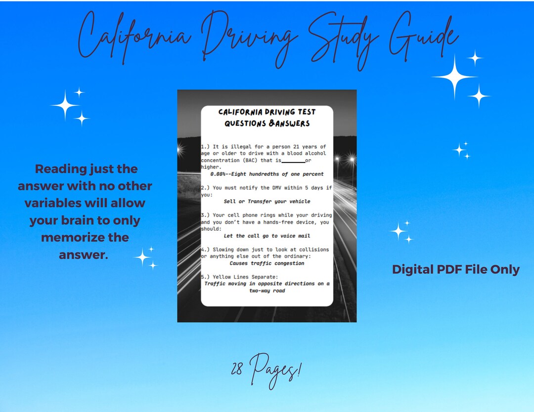 DMV California Class C Study Guide Driver’s License Written Test With ...