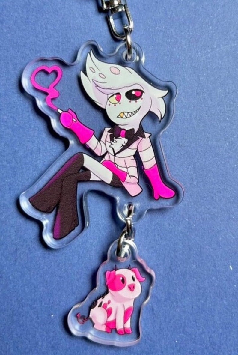 Angel Dust Hazbin Hotel Keychain Connection Charm Etsy