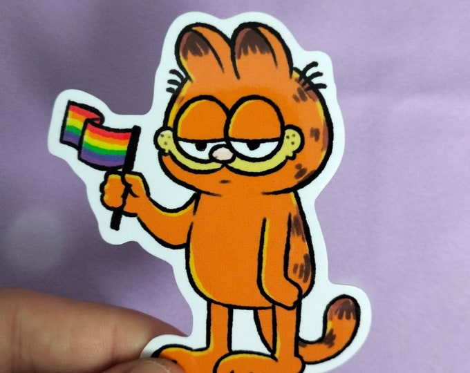 3 Inch Pride Flag LGBTQIA Garfield Sticker - Etsy