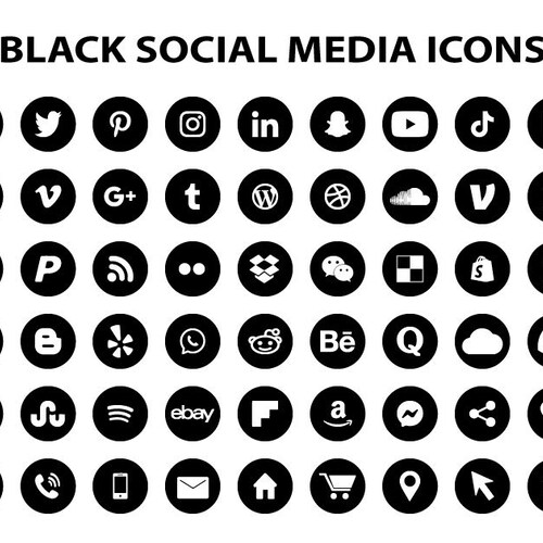 Black Social Media Icons Bundle Over 800 Social Media Icons - Etsy