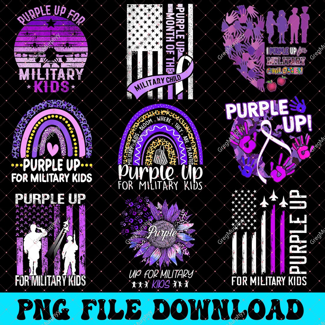 Purple up Military Child PNG Bundle, Month of the Military Child Png ...