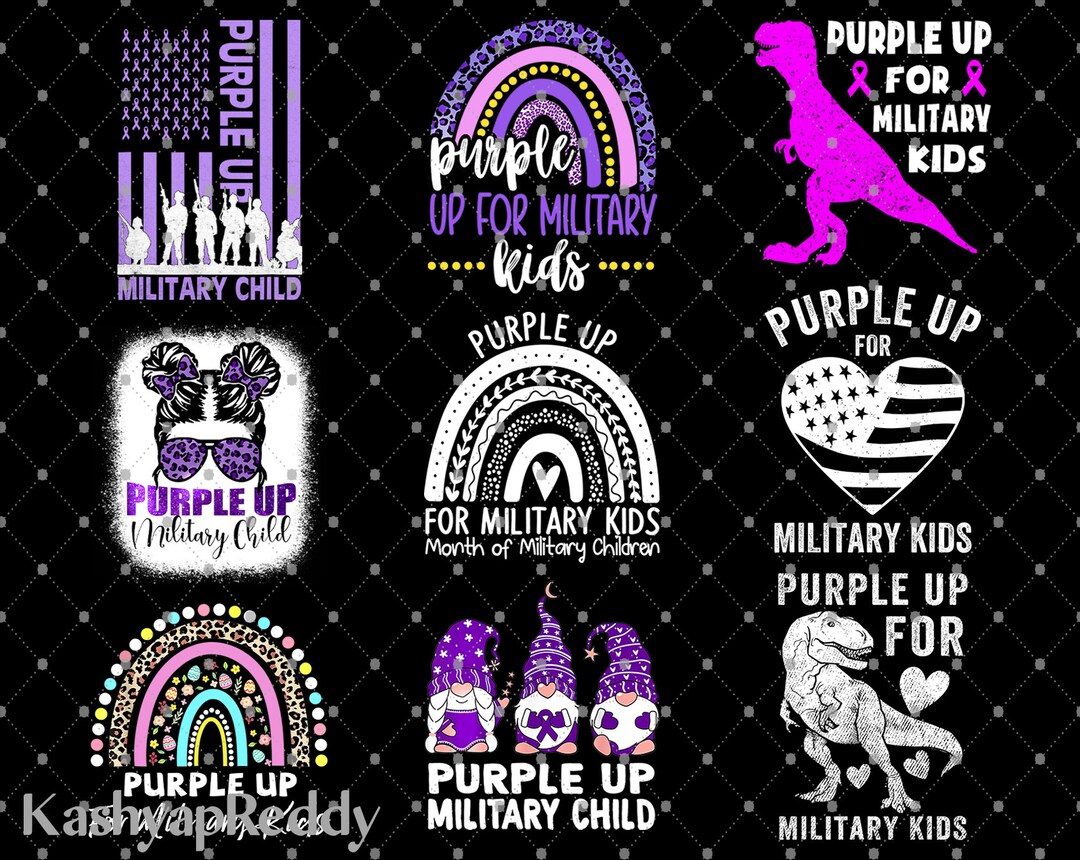 Purple up for Military Kids PNG Bundles, Month of the Military Child ...