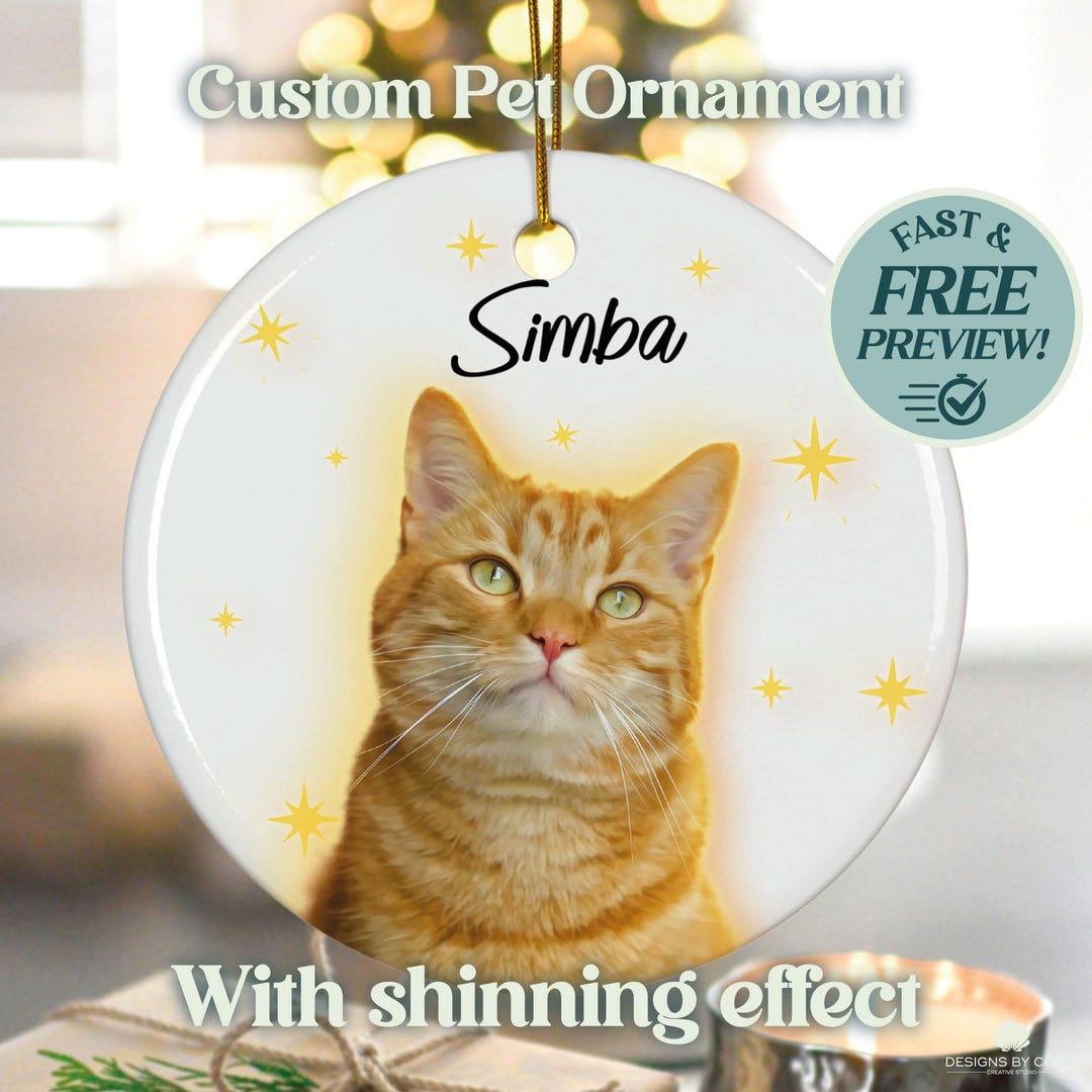 Personalized Pet Ornament, Shining Effect, Custom Memorial Ornament for ...