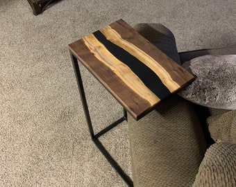 Walnut Epoxy End Table - Etsy