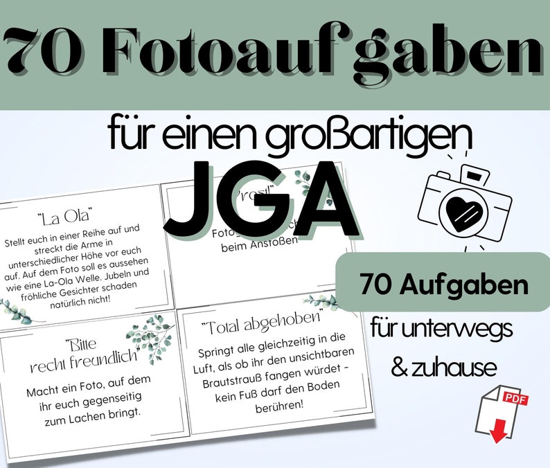 JGA Fotoaufgaben JGA Spiele PDF Vorlage Junggesellenabschied - Etsy