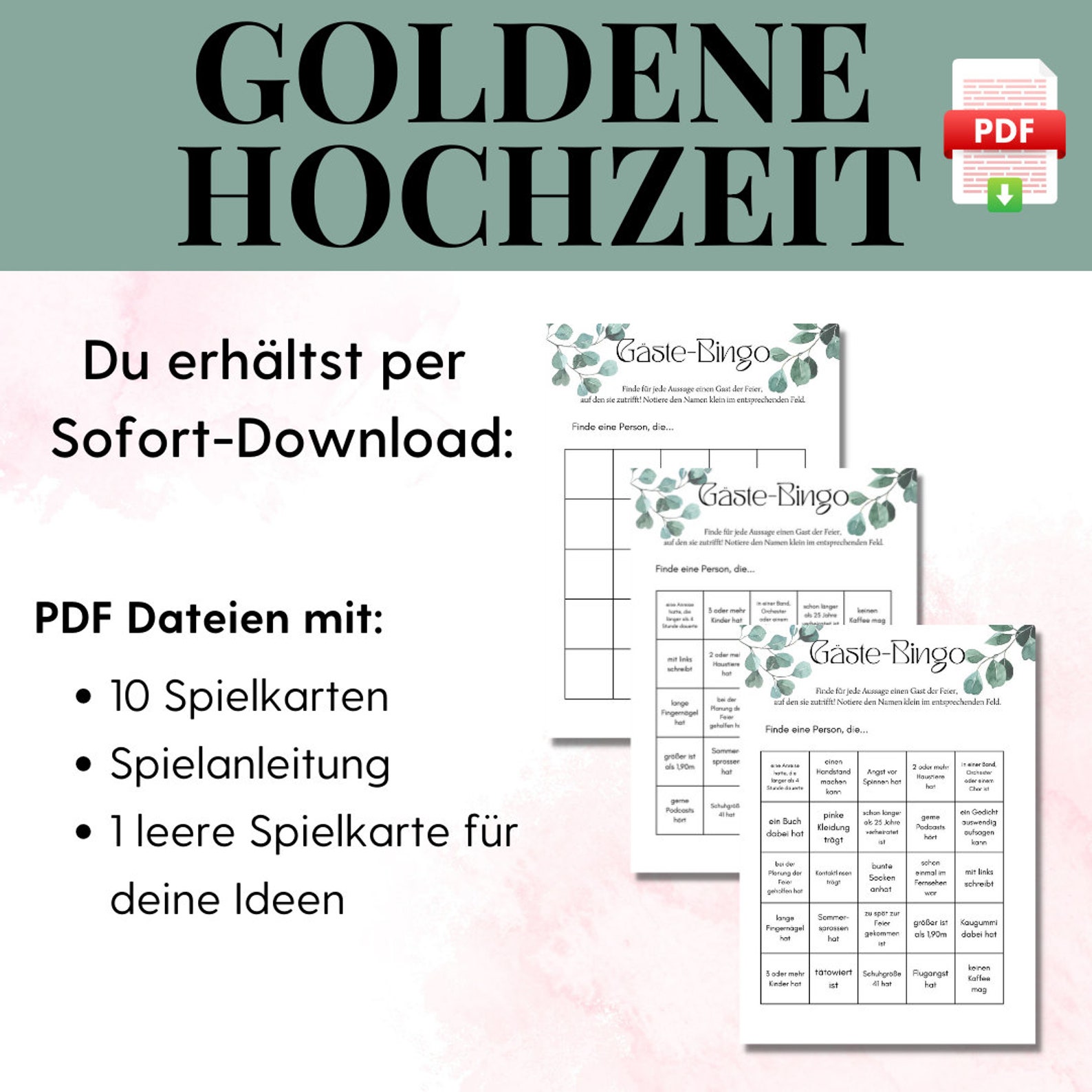 Print Guest Bingo Golden Wedding, Find the Guest Golden Wedding, Game ...