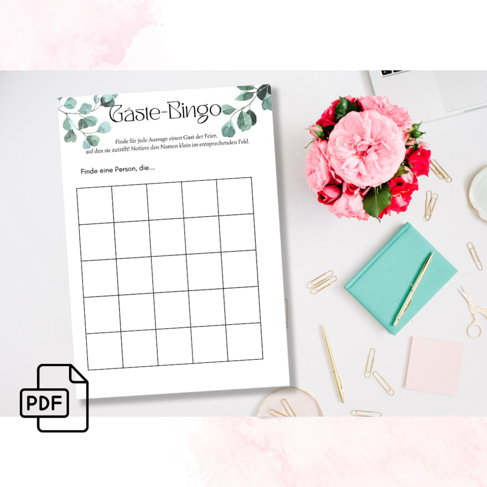 Print Guest Bingo Golden Wedding, Find the Guest Golden Wedding, Game ...