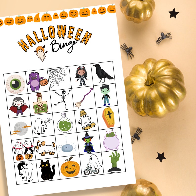 Halloween Bingo Game Printable PDF Halloween Party Game Idea - Etsy