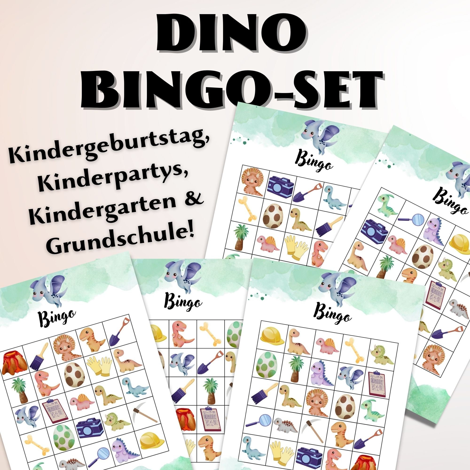 Bingo Dino Party Kids Birthday, Dino Party Game, Bingo Template ...