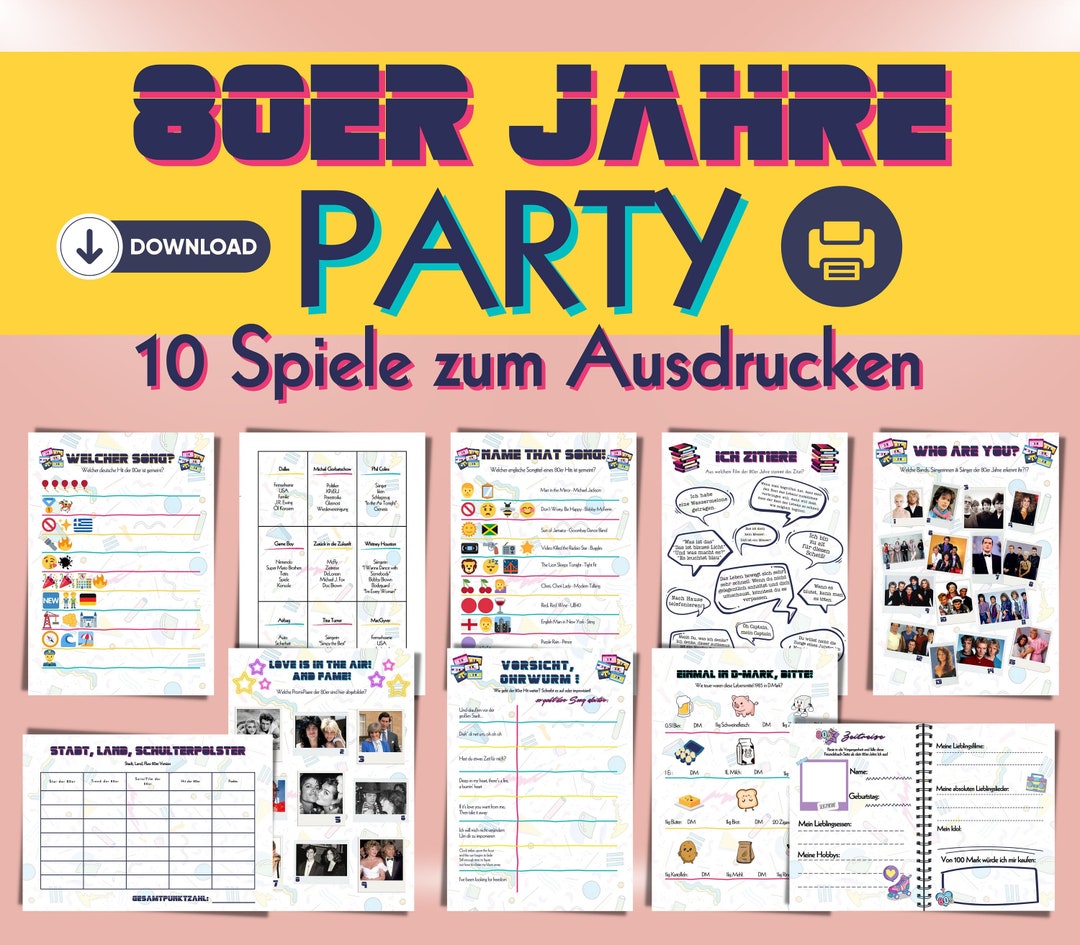 80s Party Games Set to Print, Fun Game Ideas for 1980s Theme Party, 80s ...