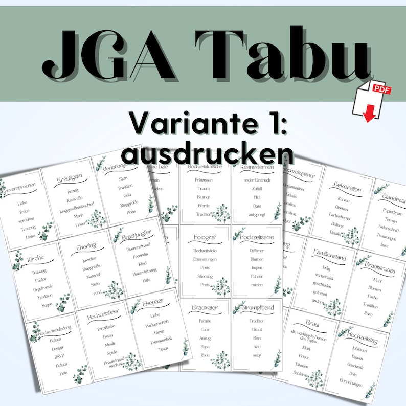 JGA Spiel Tabu, JGA Spiele Ideen zum Ausdrucken, Junggesellenabschied ...