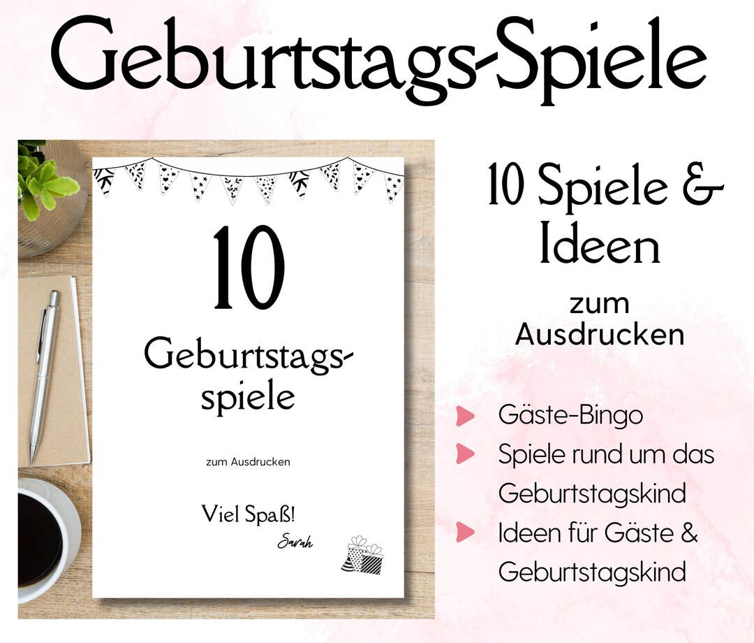 Partyspiele Set Zum Geburtstag Mit 10 Spielen Und Ideen Zum Ausdrucken ...