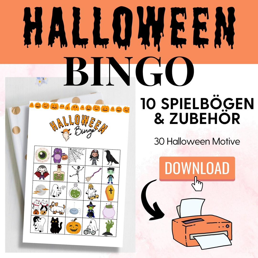 Halloween Bingo Game Printable PDF, Halloween Party Game Idea ...