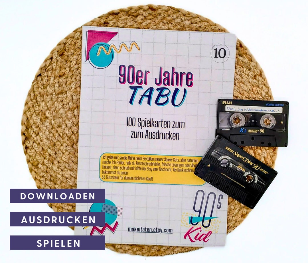 90s Taboo to Print Out PDF, 90s Party Game, 90s Themed Party, 90s ...