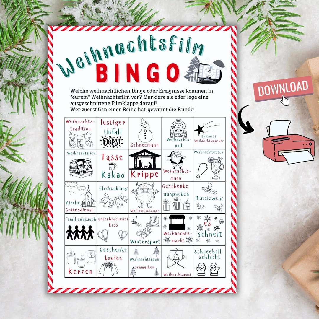 Christmas Film Bingo to Print Out, Christmas Game for Adults PDF ...