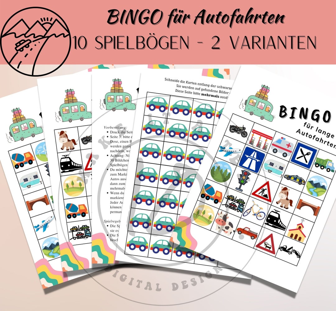 Print Bingo, Car Ride Game. Bingo for Kids, Kids Car Activity, Car Trip ...