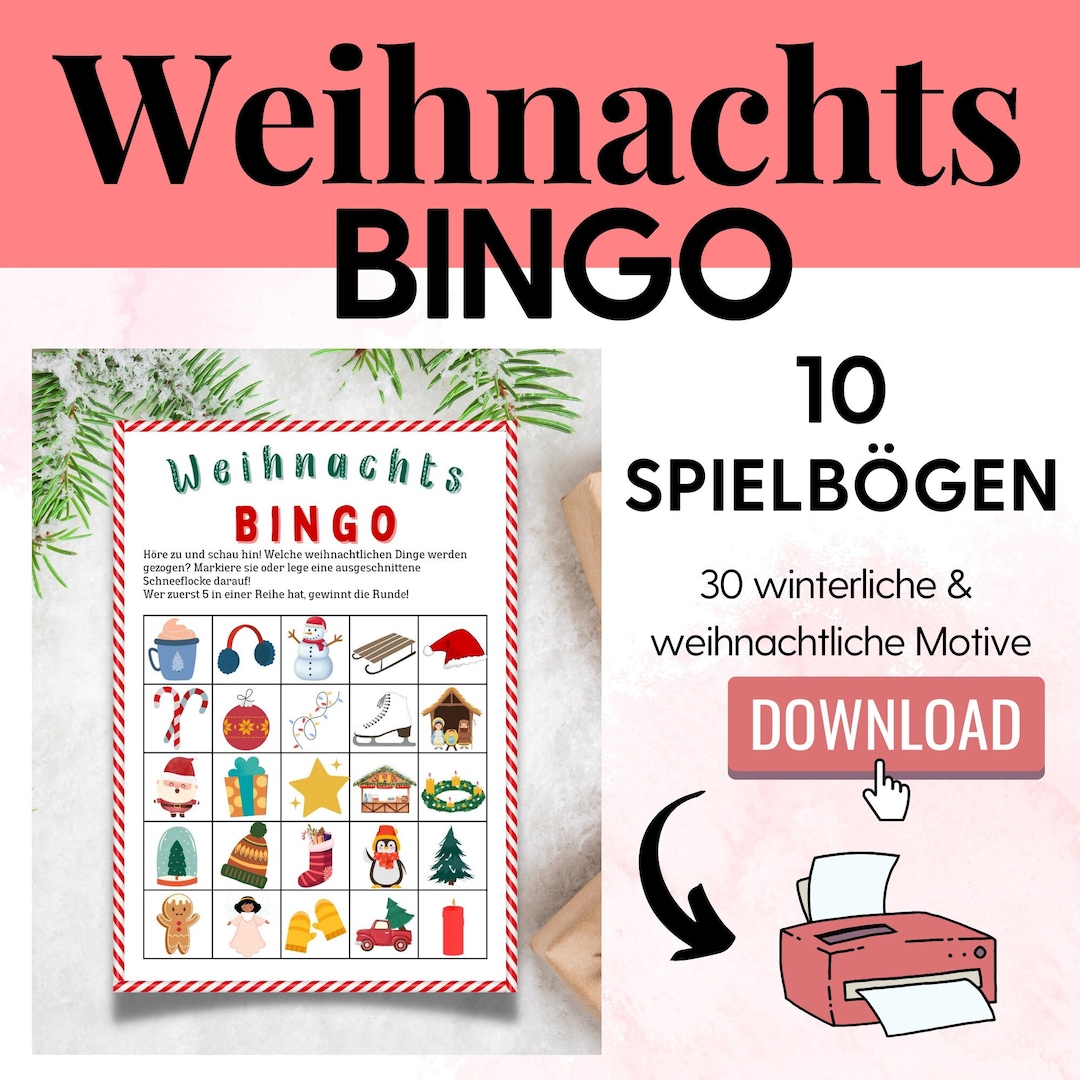 Bingo Christmas to Print Out, Christmas Games School, Advent Games PDF ...