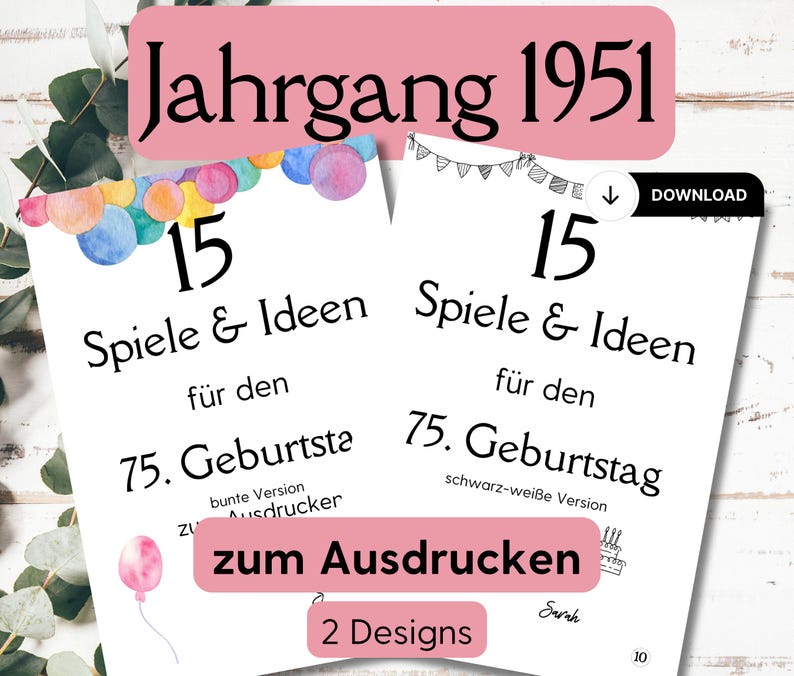 75er Geburtstag 2026 Geburtstagsspiele Download, Ratespiele Quiz ...