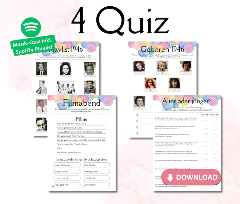 80th Birthday Games Set, 13 Quiz Games and Ideas for the Year 1946 ...