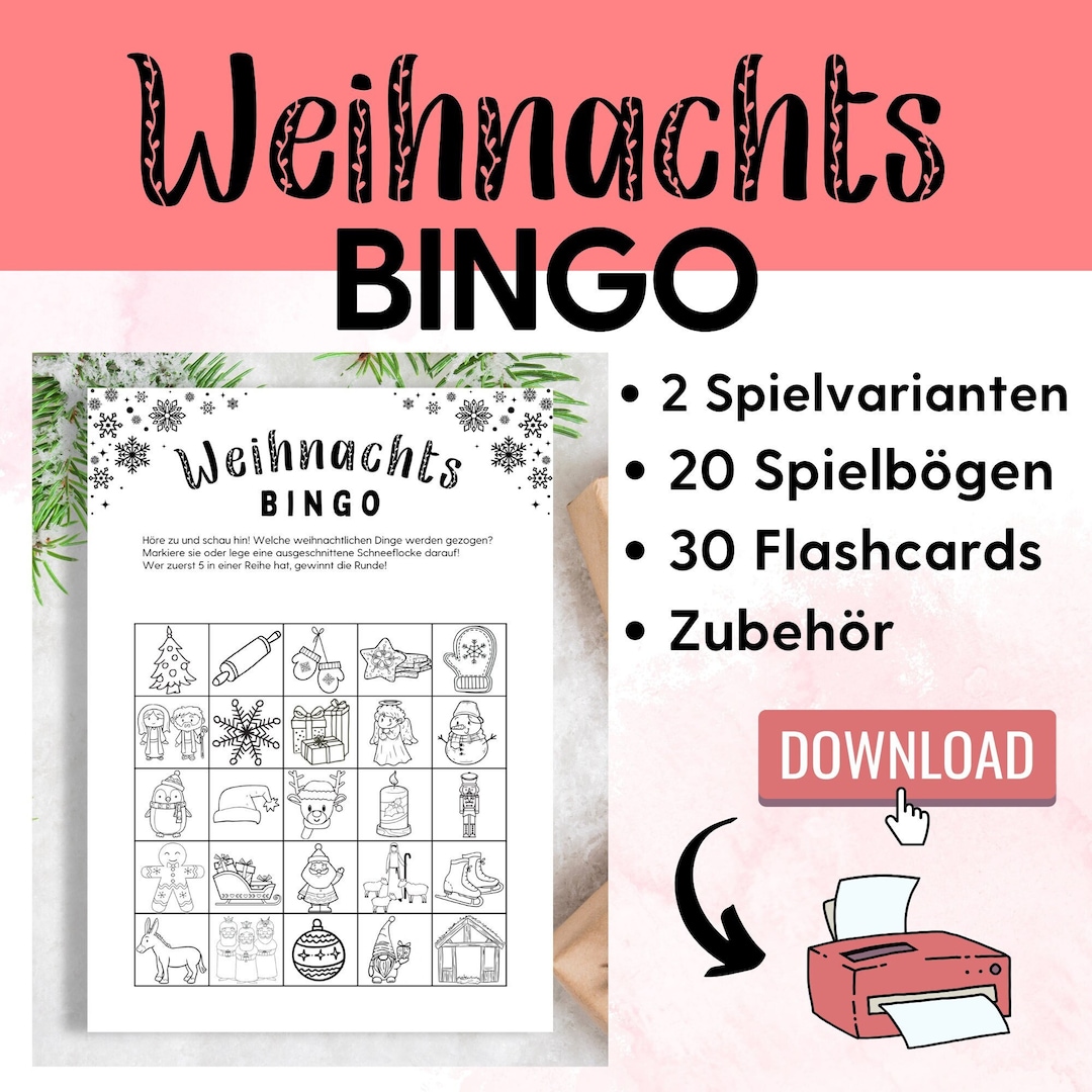 Bingo Christmas to Print Out, Christmas Games School, Advent Games PDF ...