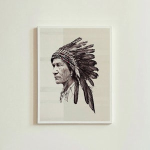 Native American Chief Poster, Western Wall Art, Western Home Decor ...