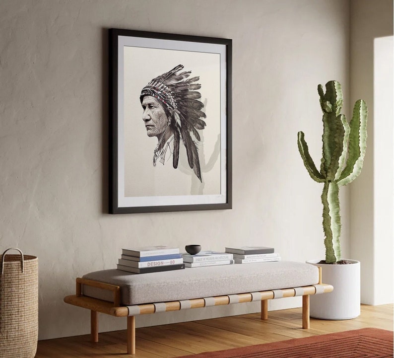 Native American Chief Poster Western Wall Art Western Home - Etsy