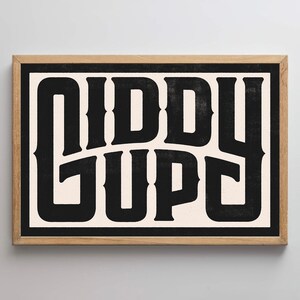 Giddy up Typography Art Print, Western Wall Decor, Southwestern Wall ...