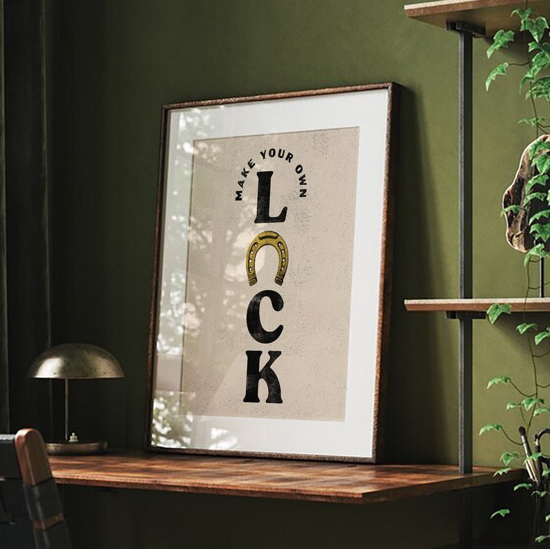 Luck Horseshoe Poster Typography Wall Art Type Design - Etsy