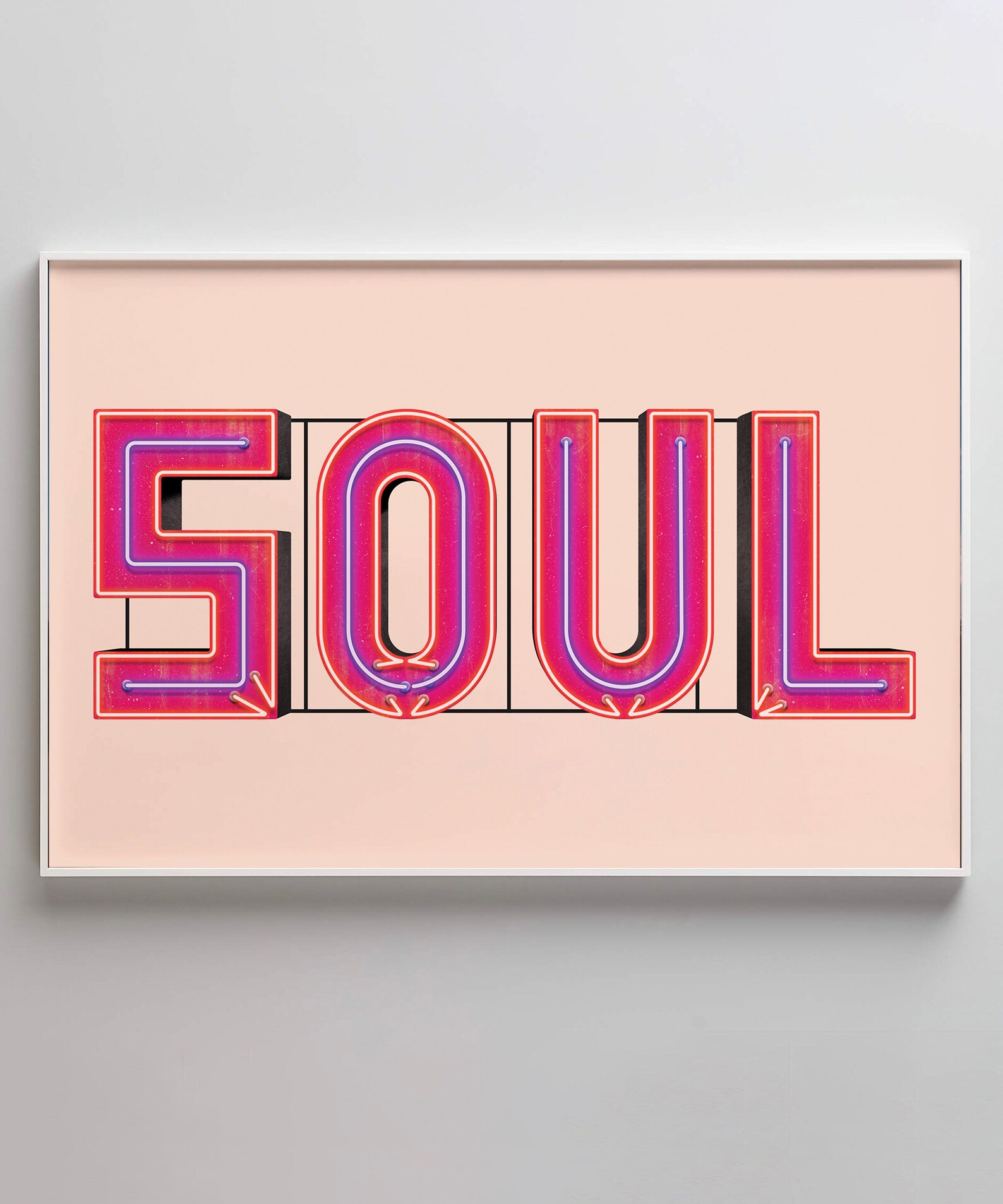 SOUL Neon Sign Typography Poster, Eclectic Wall Decor, Boho Art, Type ...