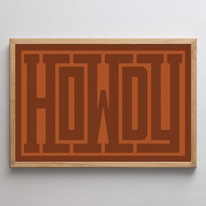 Howdy Typography Art Print Burnt Orange, Western Decor, Southwestern ...