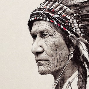 Native American Chief Poster, Western Wall Art, Western Home Decor ...