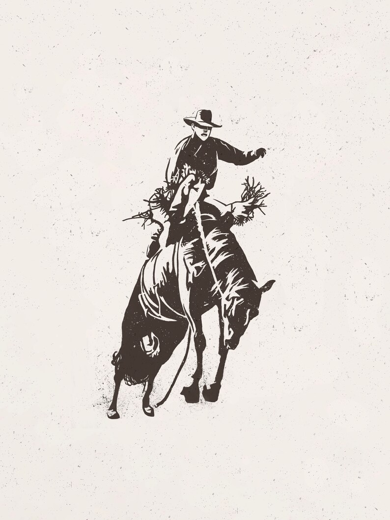 Bucking Bronco Graphic Print Southwestern & Western Room - Etsy